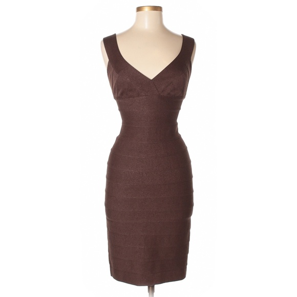 Carmen Marc Valvo | Dresses | Carmen Marc Valvo Bronze Bandage Bodycon ...